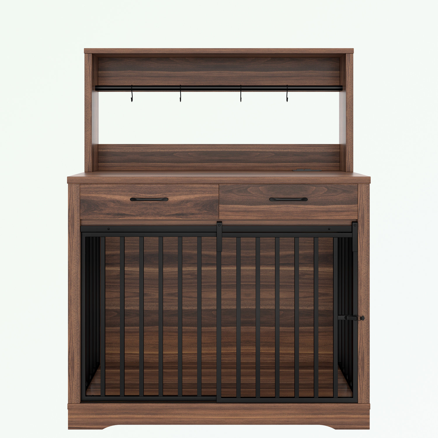 Ophelia & Co. Dog Cage with 2 Storage Drawers and Sliding Barn Doors ...