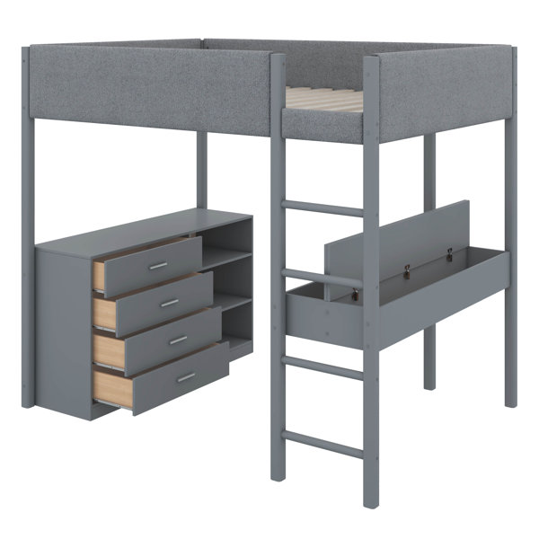 Harriet Bee Janace 4 Drawer Loft Bed with Bookcase by Harriet Bee | Wayfair