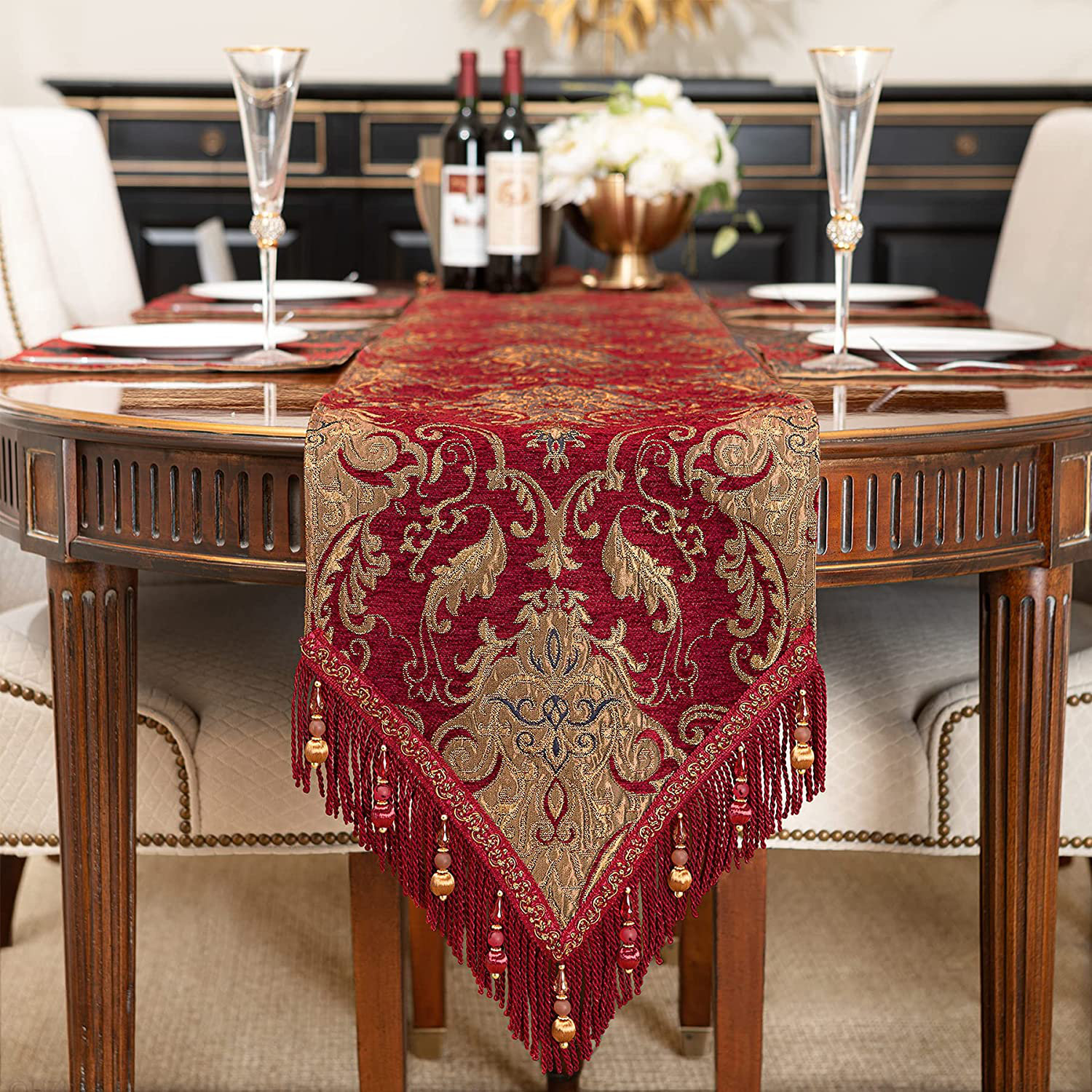Bungalow Rose Damask Table Runner & Reviews | Wayfair