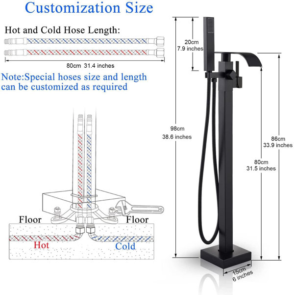 Augusts Tub Filler Freestanding Bathtub Faucet Floor Mount Tub Faucet ...