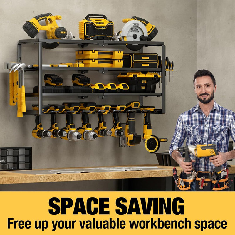 WFX Utility™ 4 Layer Power Tool Organizer Wall Mount, Cordless Drill ...