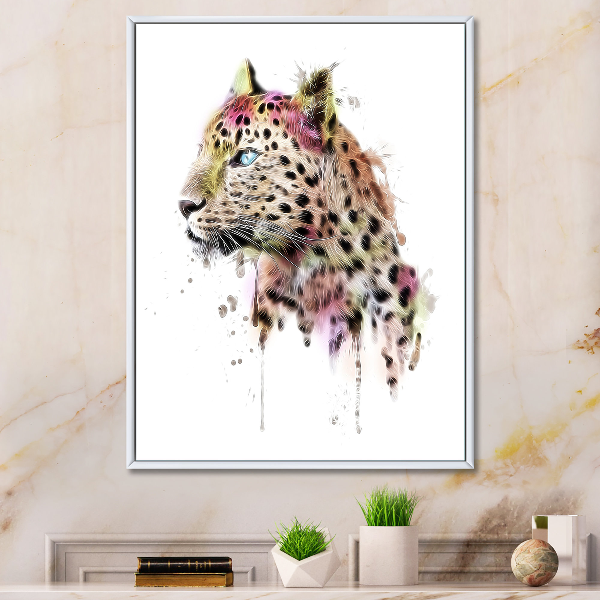 Dakota Fields Colorful Leopard Portrait VI - Floater Frame Print on ...