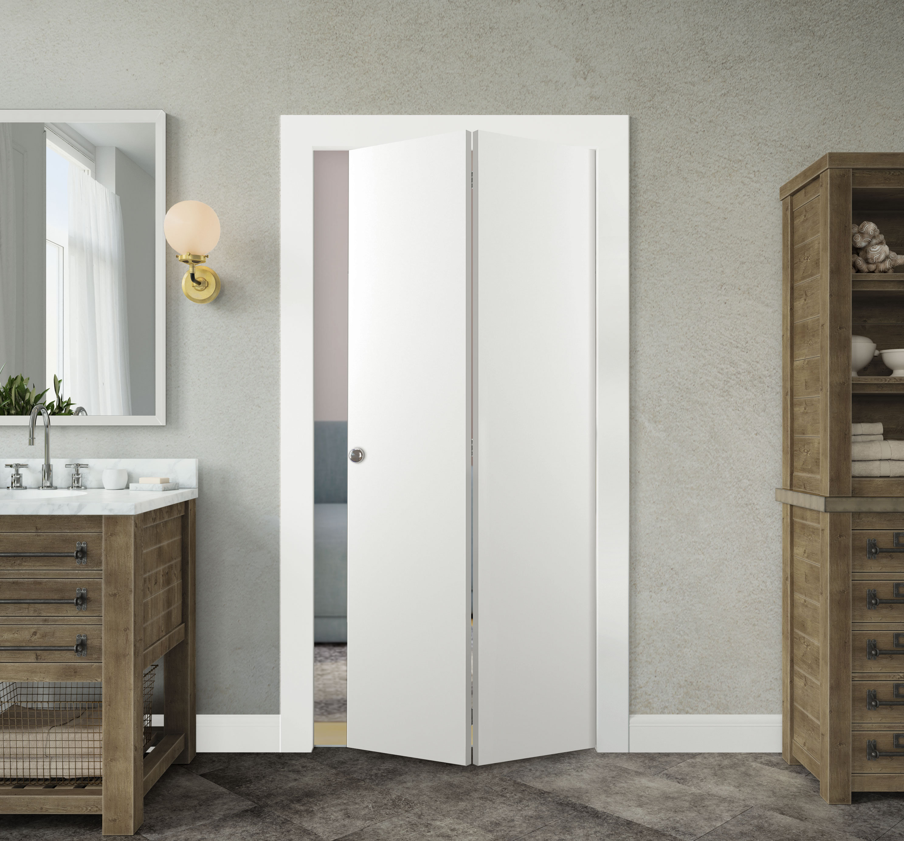 Belldinni Flush Manufactured Wood Prefinished Optima Bi-Fold Door ...