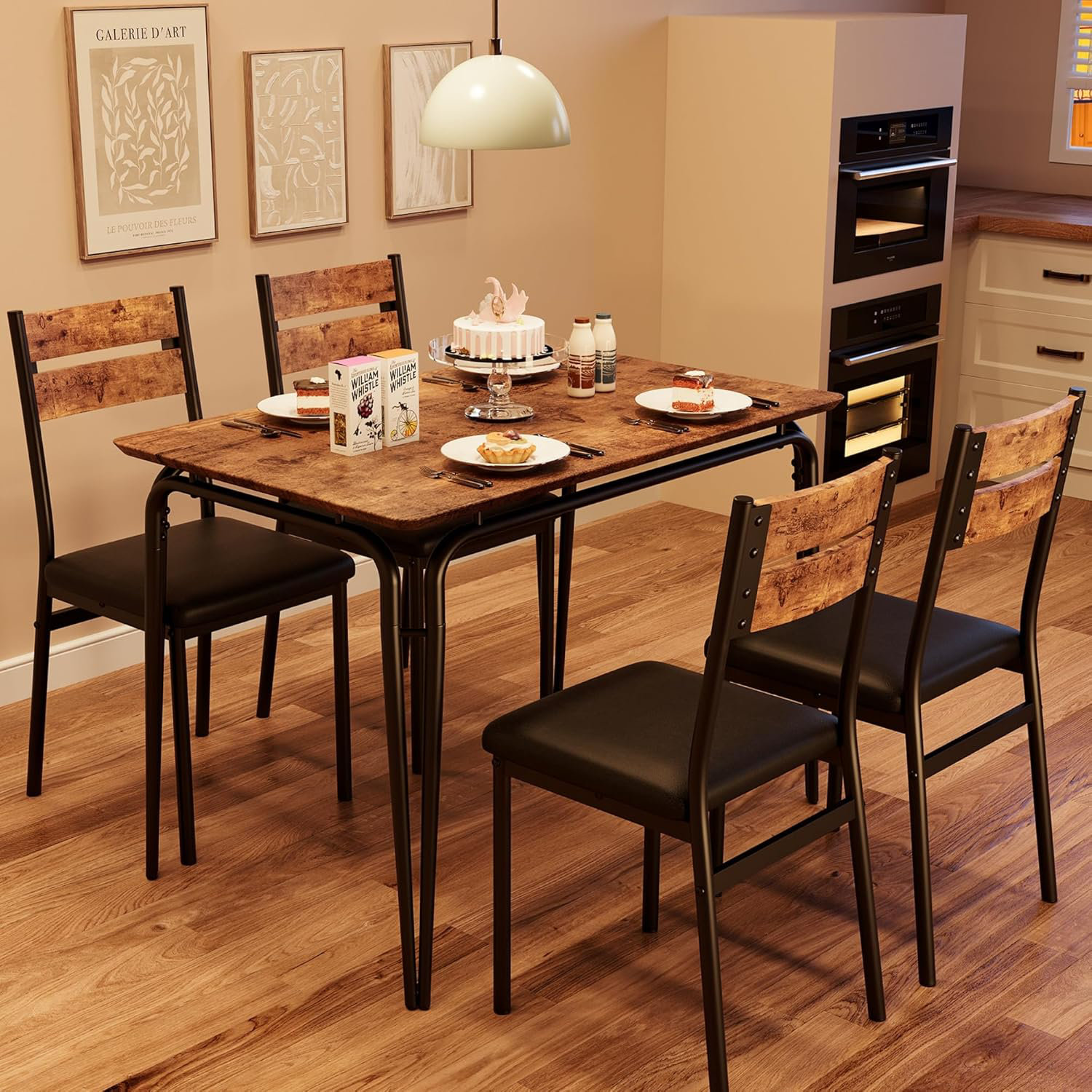 Ebern Designs Dining Table For 4, Small Table And Chairs Set Of 4 ...