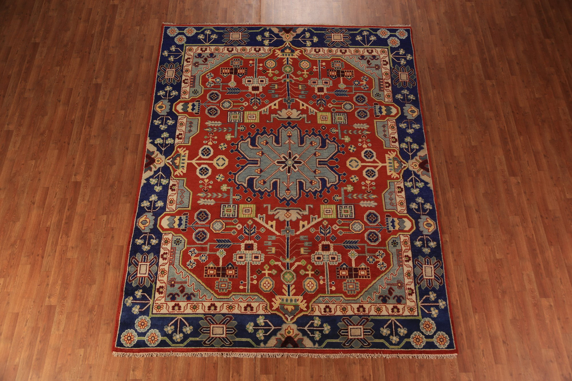 Bungalow Rose Orange Wool Kazak Indian Area Rug 8x10 | Wayfair