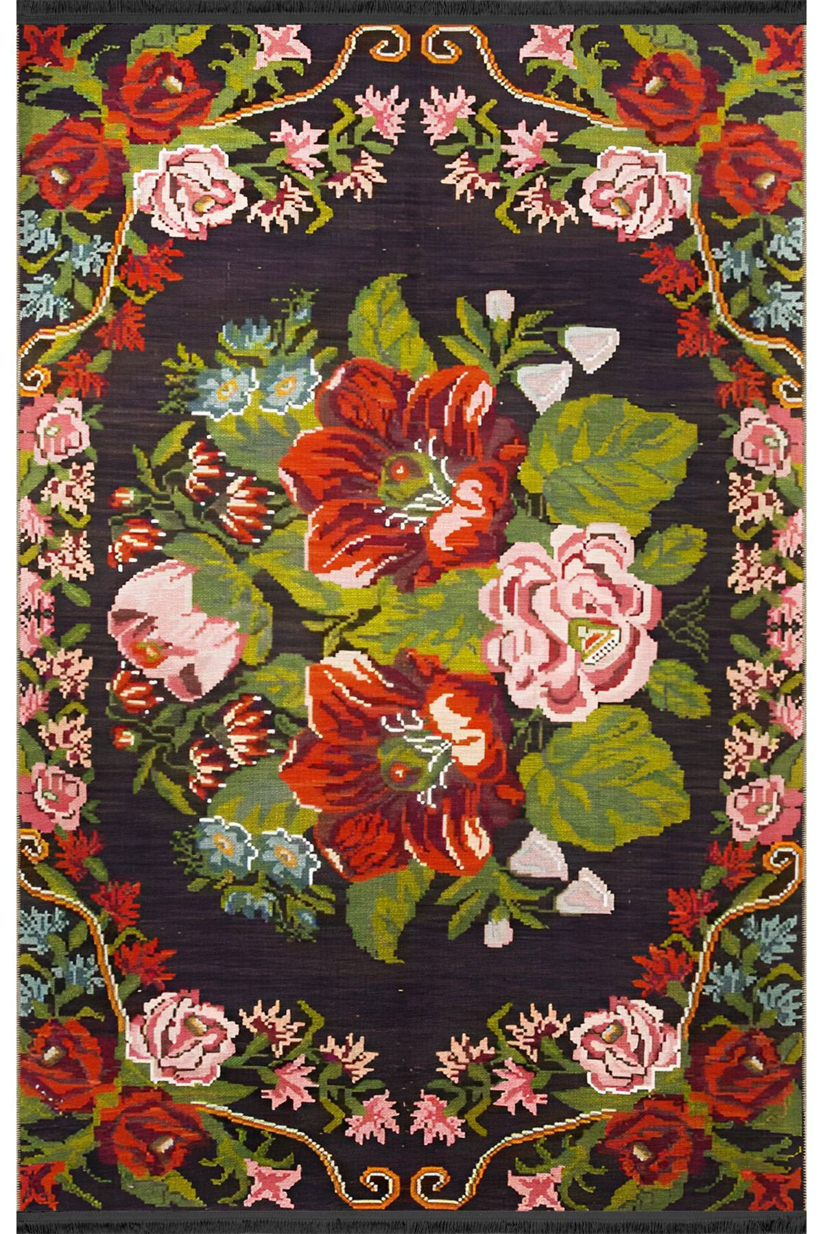 Hokku Designs Multi Color Edge Flower Middle Rose Pattern Modern ...