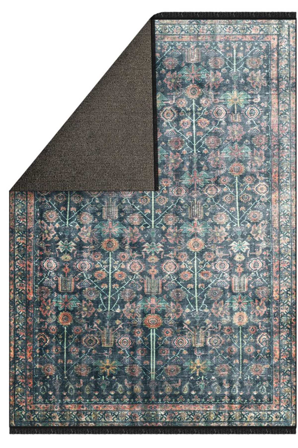 Rugpera Amro Blue And Pink Color Floral Design Carpet Machine Woven ...