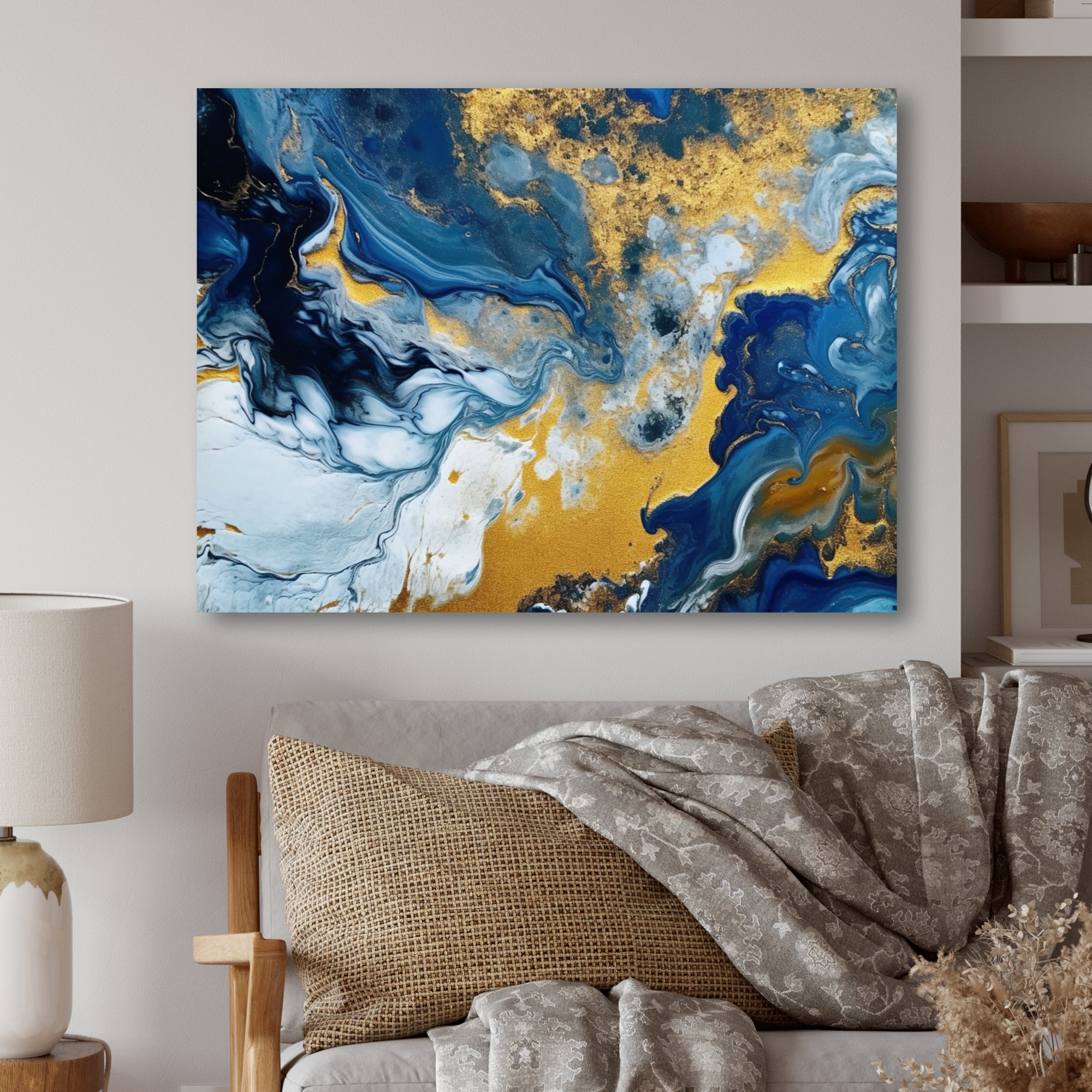 August Grove® Agathe Ripple Golden Rivers II - Fractals Print on Metal ...