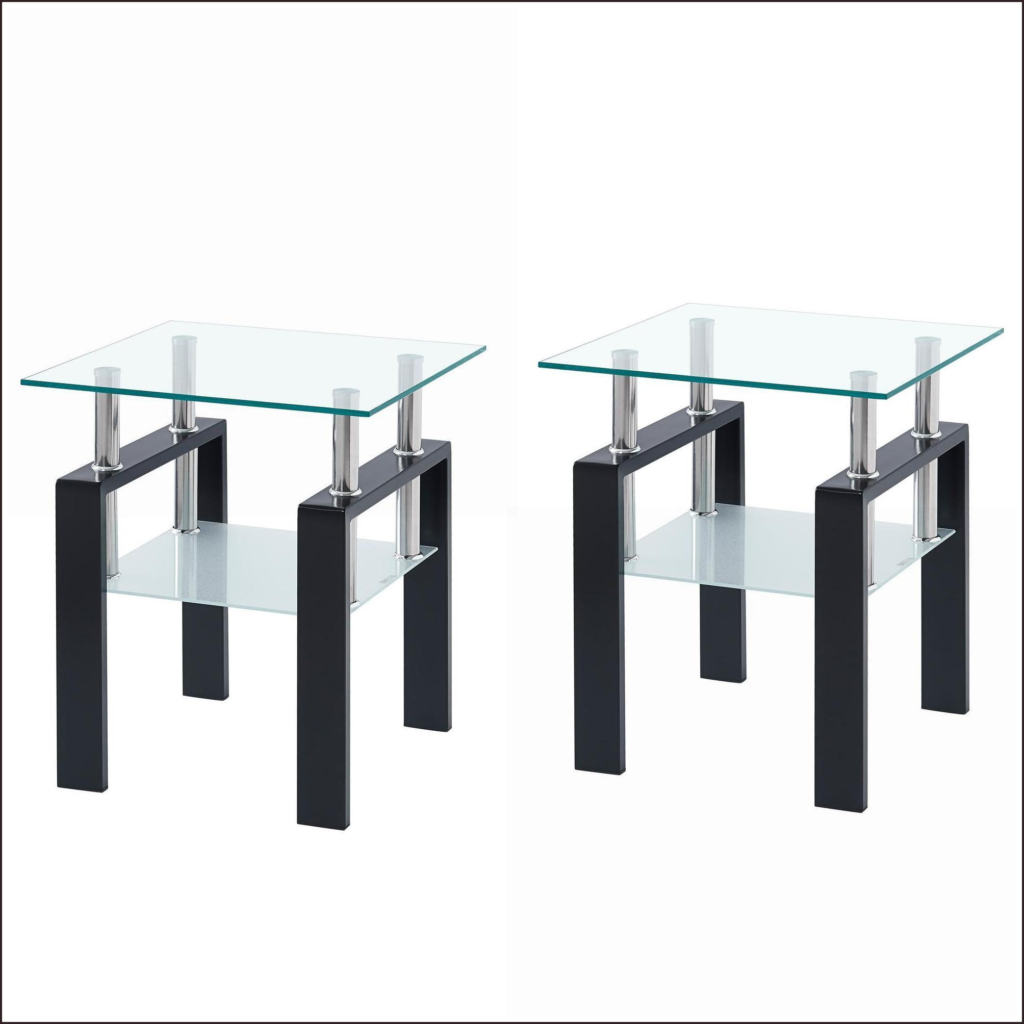 Latitude Run® 2-Piece Clear Tempered Glass Coffee Table for Living Room ...