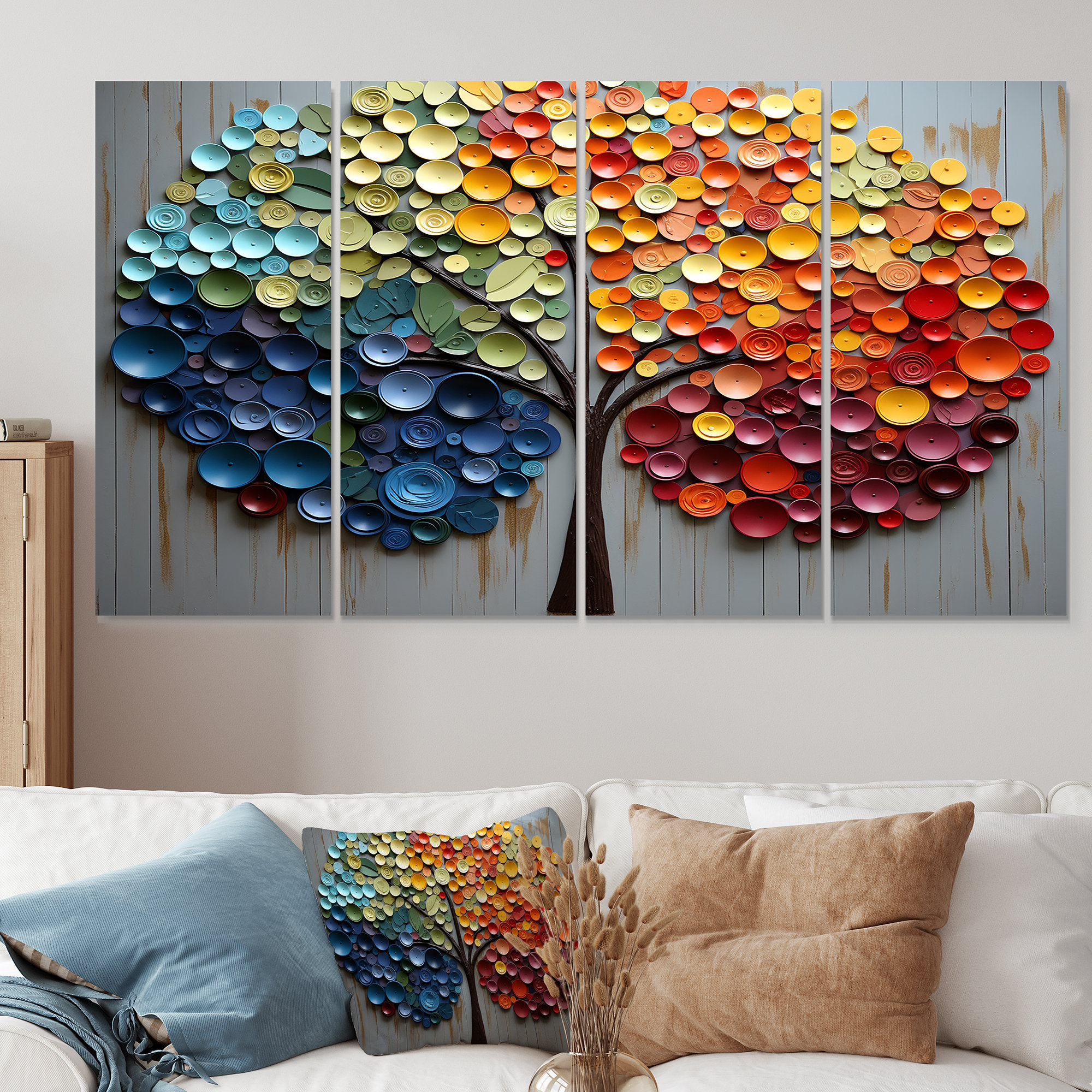 Lark Manor™ Colorful Rainbow Tree Of 4 Seasons - Trees 4 Piece Wall Art ...