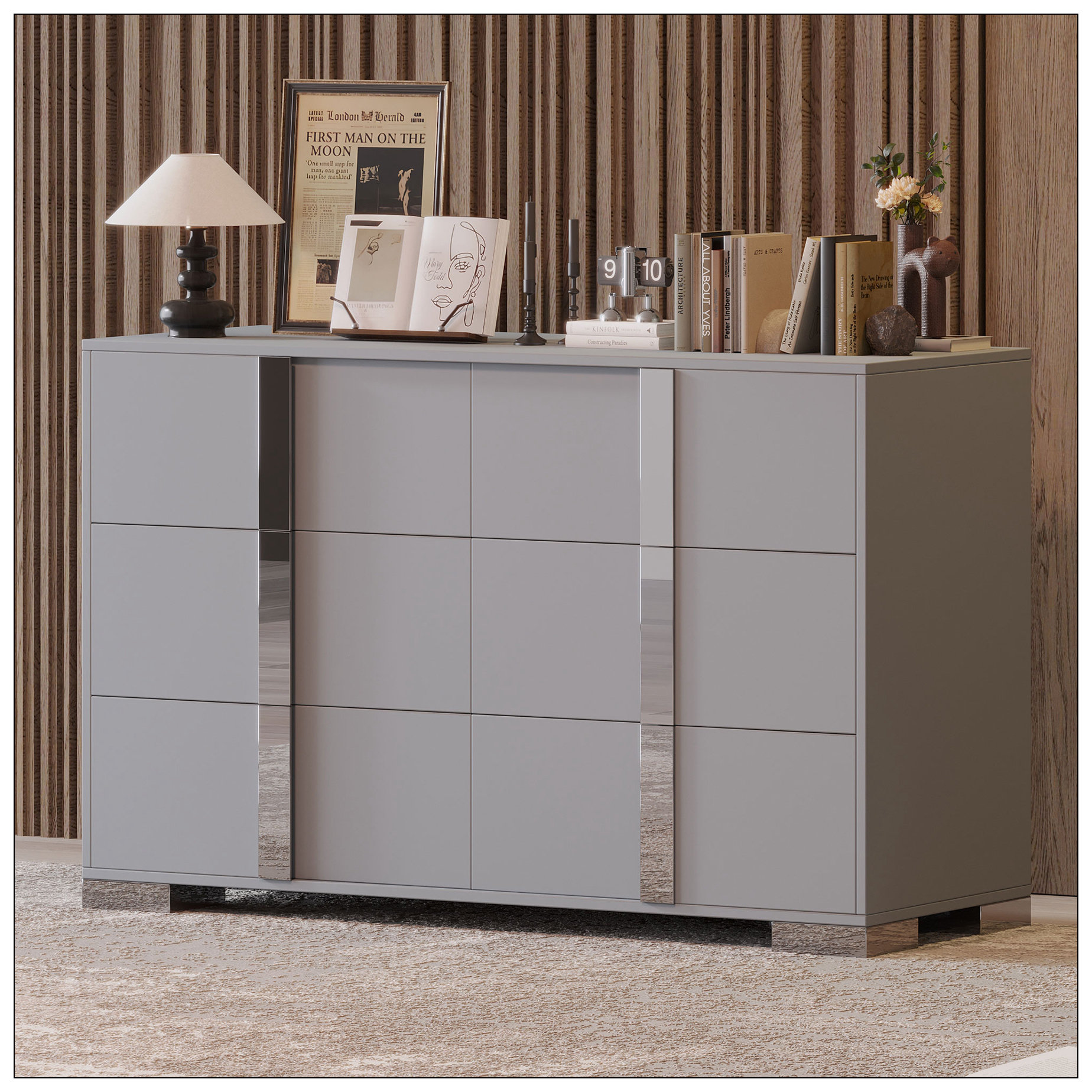Latitude Run® Mirrored Storage Cabinet with 6 Drawers - Wayfair Canada