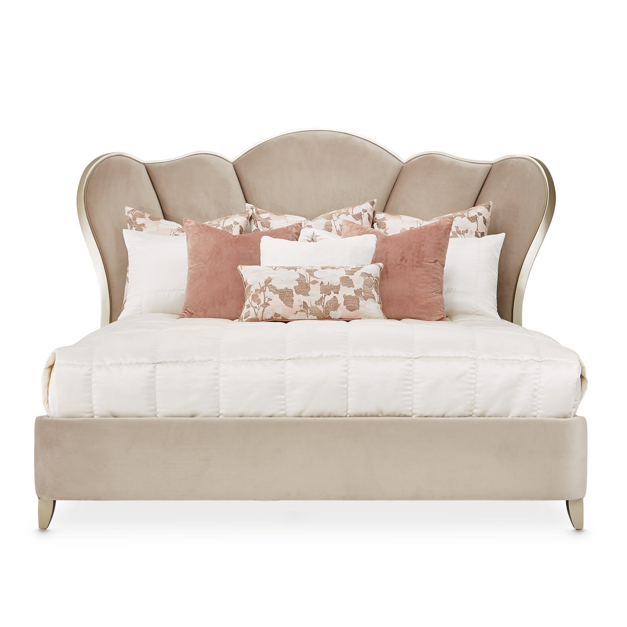 Michael Amini Villa Cherie Velvet Channel Tufted Eastern King Bed | Wayfair