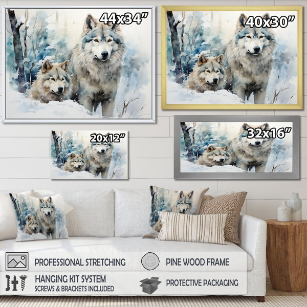 Millwood Pines Snow Wolves In Winter II - Wolf Animal Wall Art ...