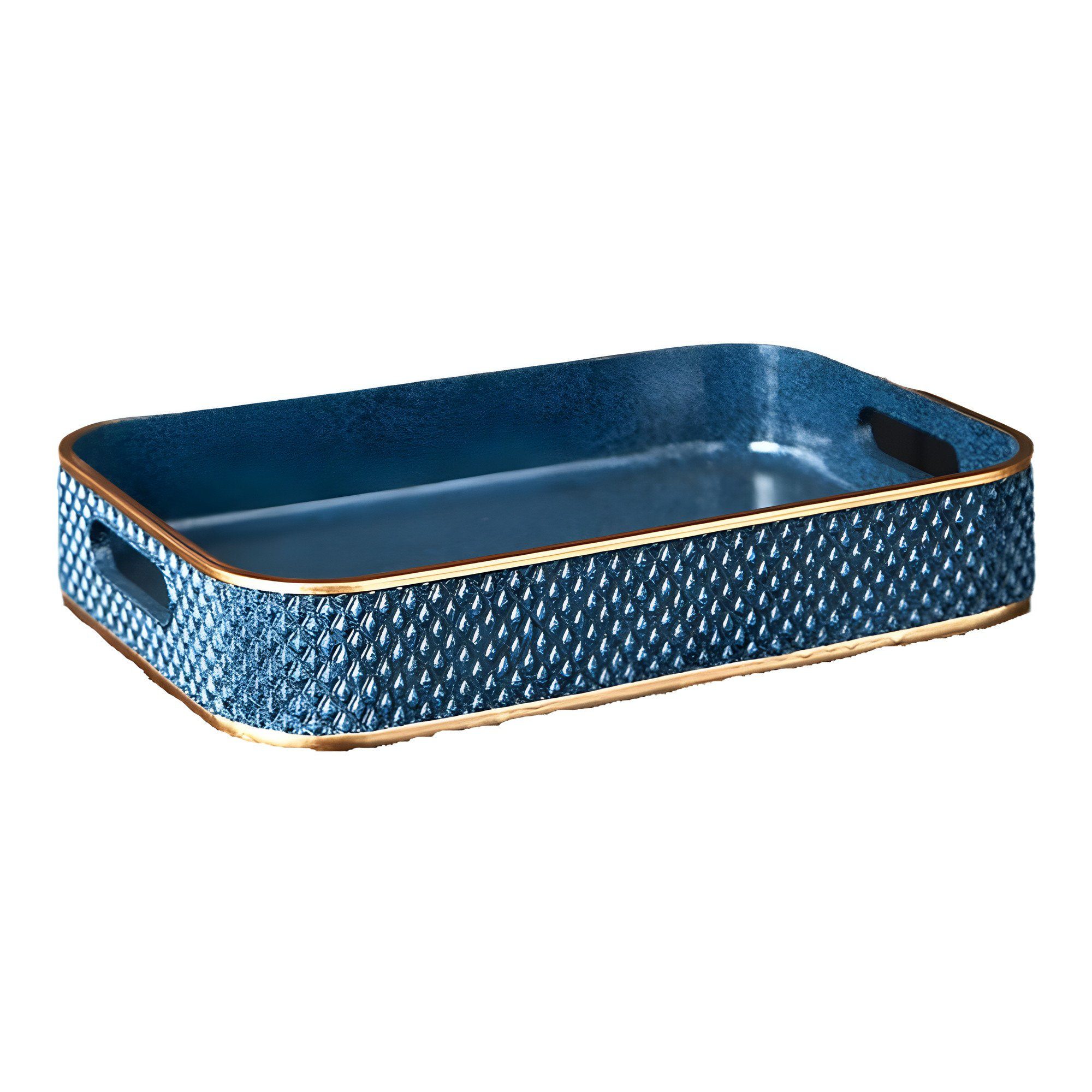 Mercer41 Light Luxury Deep Blue-Plated Resin Tray | Minimalist ...