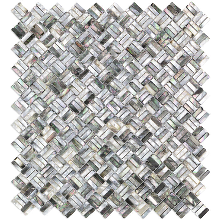 Bond Tile Coule 0.39" x 0.79" Seashell Basketweave Mosaic Wall & Floor ...