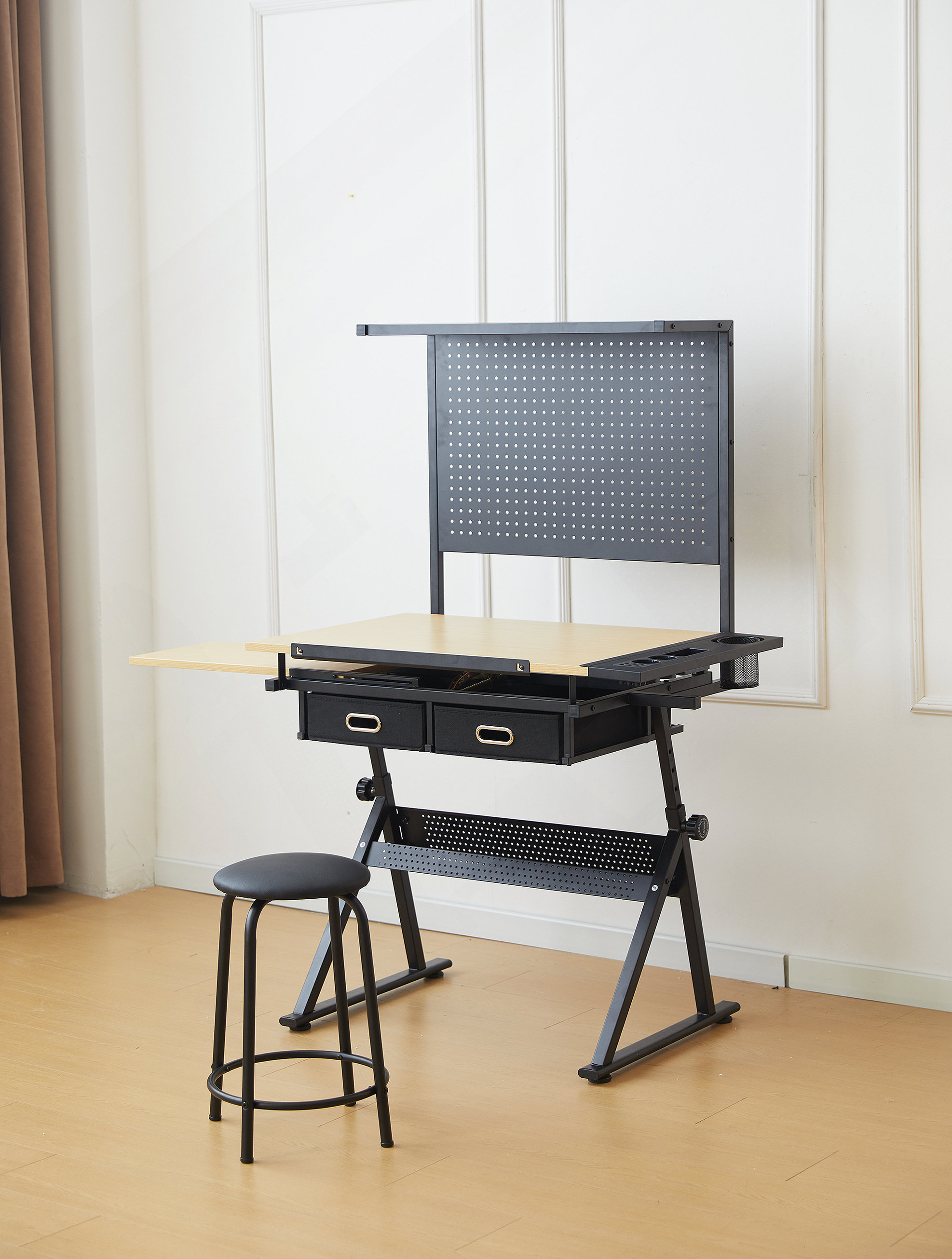 George Oliver Drafting Table with Metal Perforated Board Pannel | Wayfair