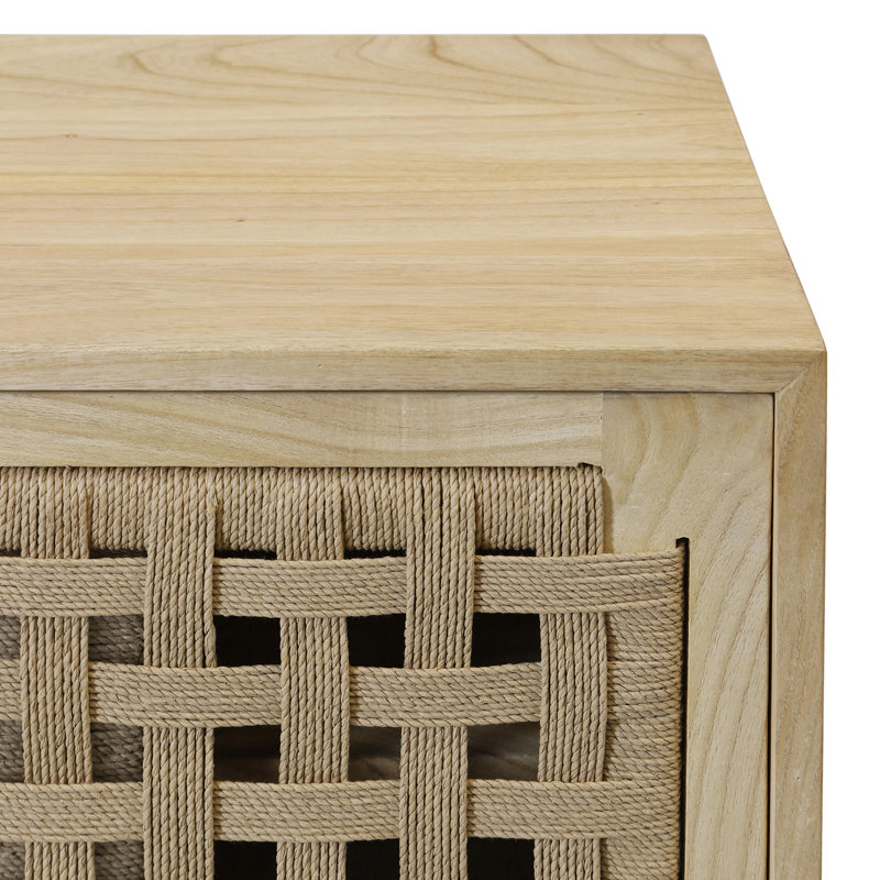 Bayou Breeze Sliding Two Door Mesh Lattice Cabinet - Natural Finish ...