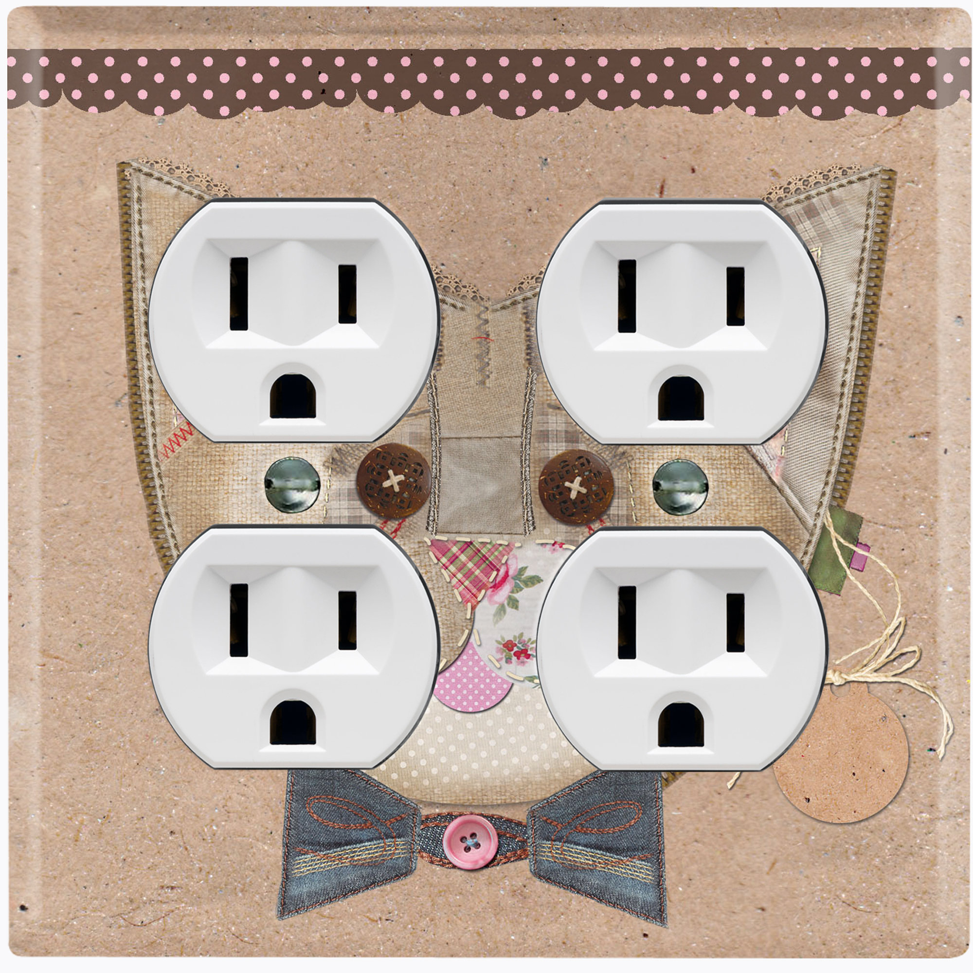 WorldAcc Metal Light Switch Plate Outlet Cover (Patchwork Cat Button ...