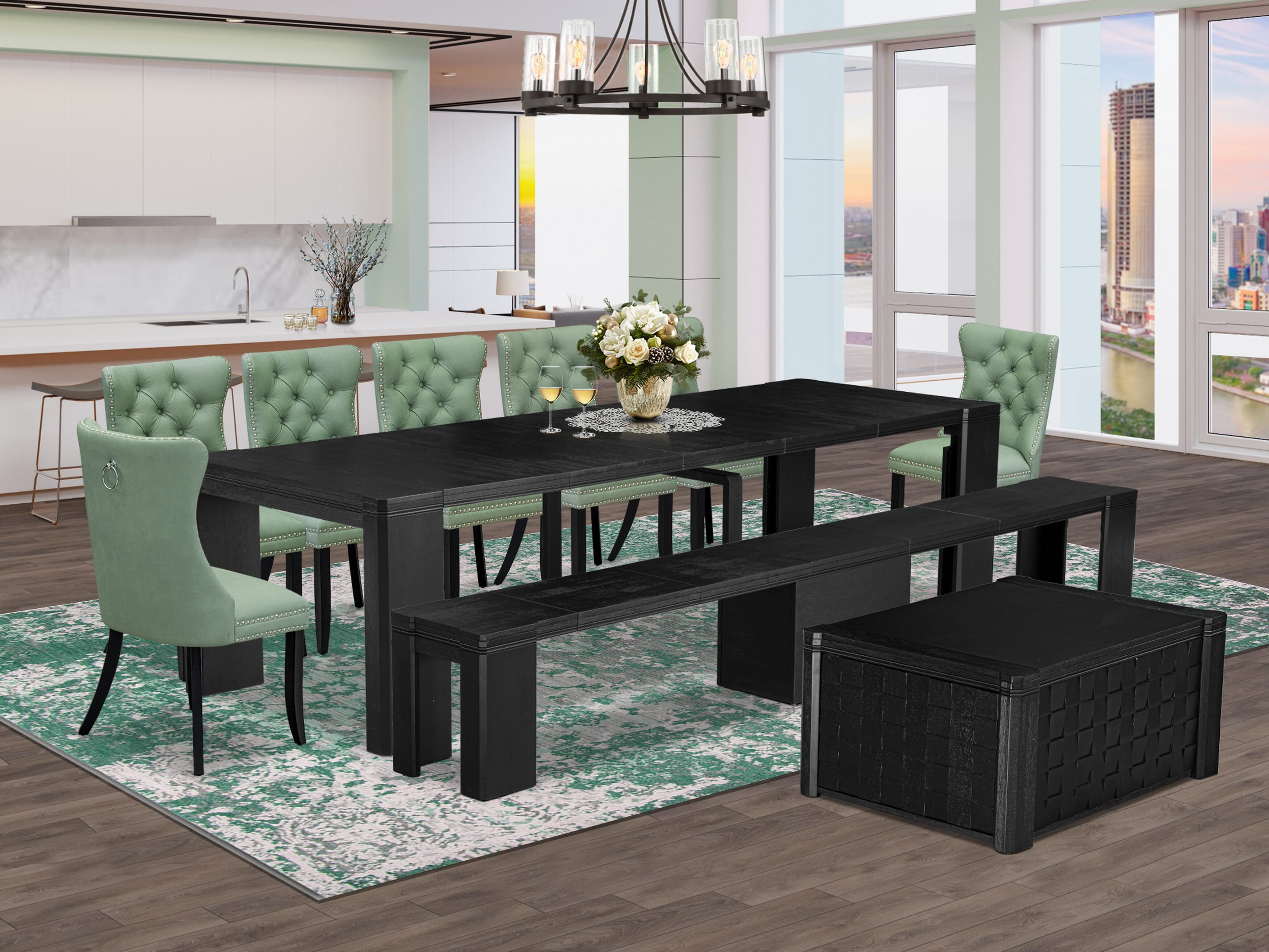 Luxe by East West Furniture 10 Pieces Extendable Dining Set Includes a ...