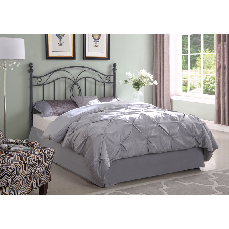 Charlton Home® Dury Queen / Full Scroll Metal Headboard Dark Grey | Wayfair
