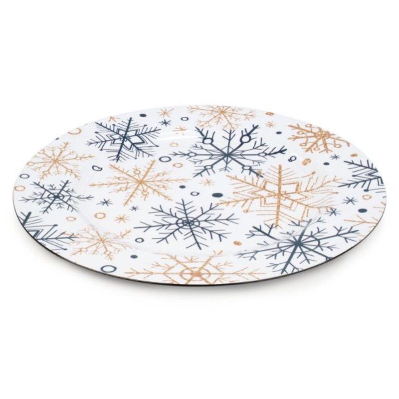 Winston Porter Black And Gold Snowflakes Decorative Plate | Wayfair