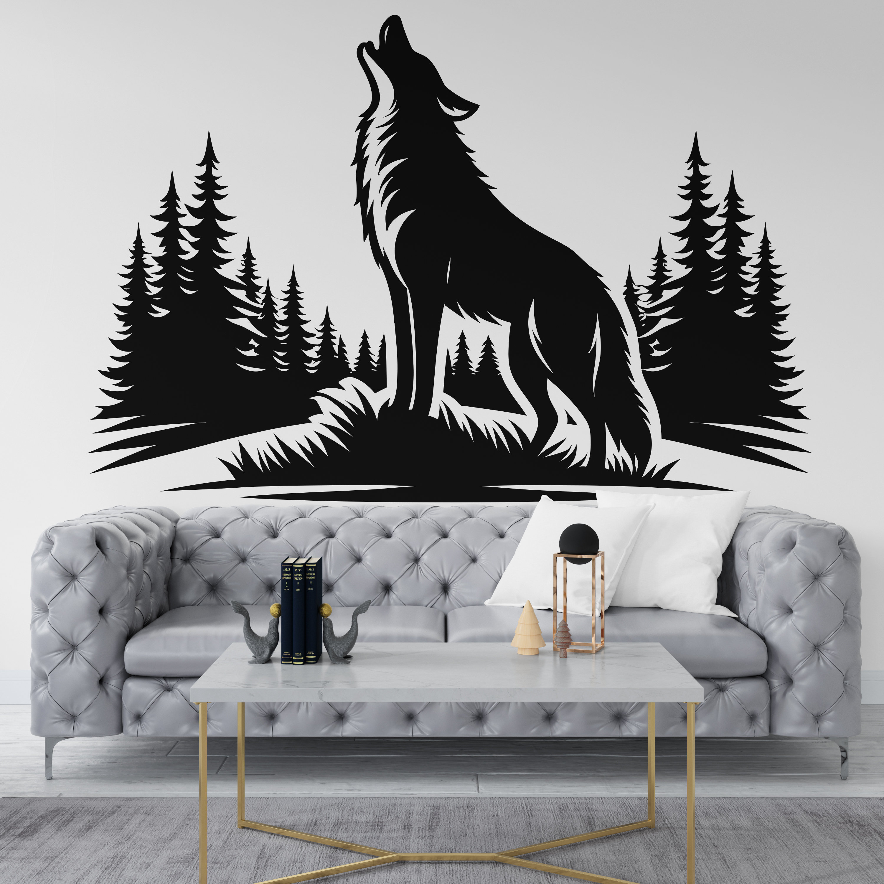 Millwood Pines Wolf Wall Decal Animal Wall Decor Wolf Moon Wall Art ...