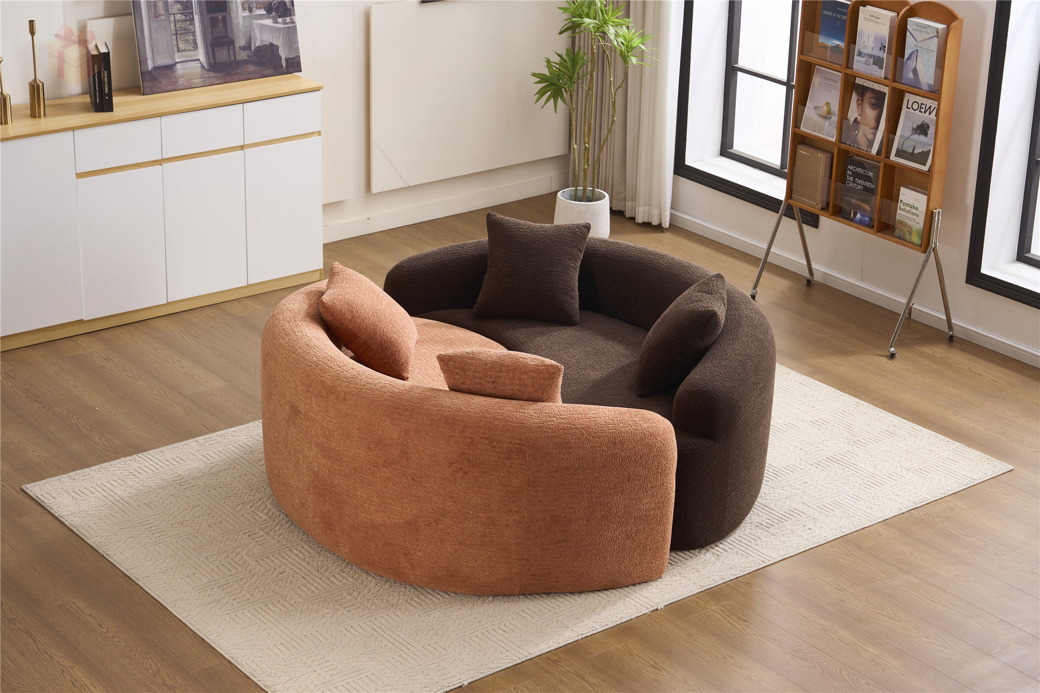 Ivy Bronx Tai Chi Inspired S-Curved Sofa Set with No Assembly ...