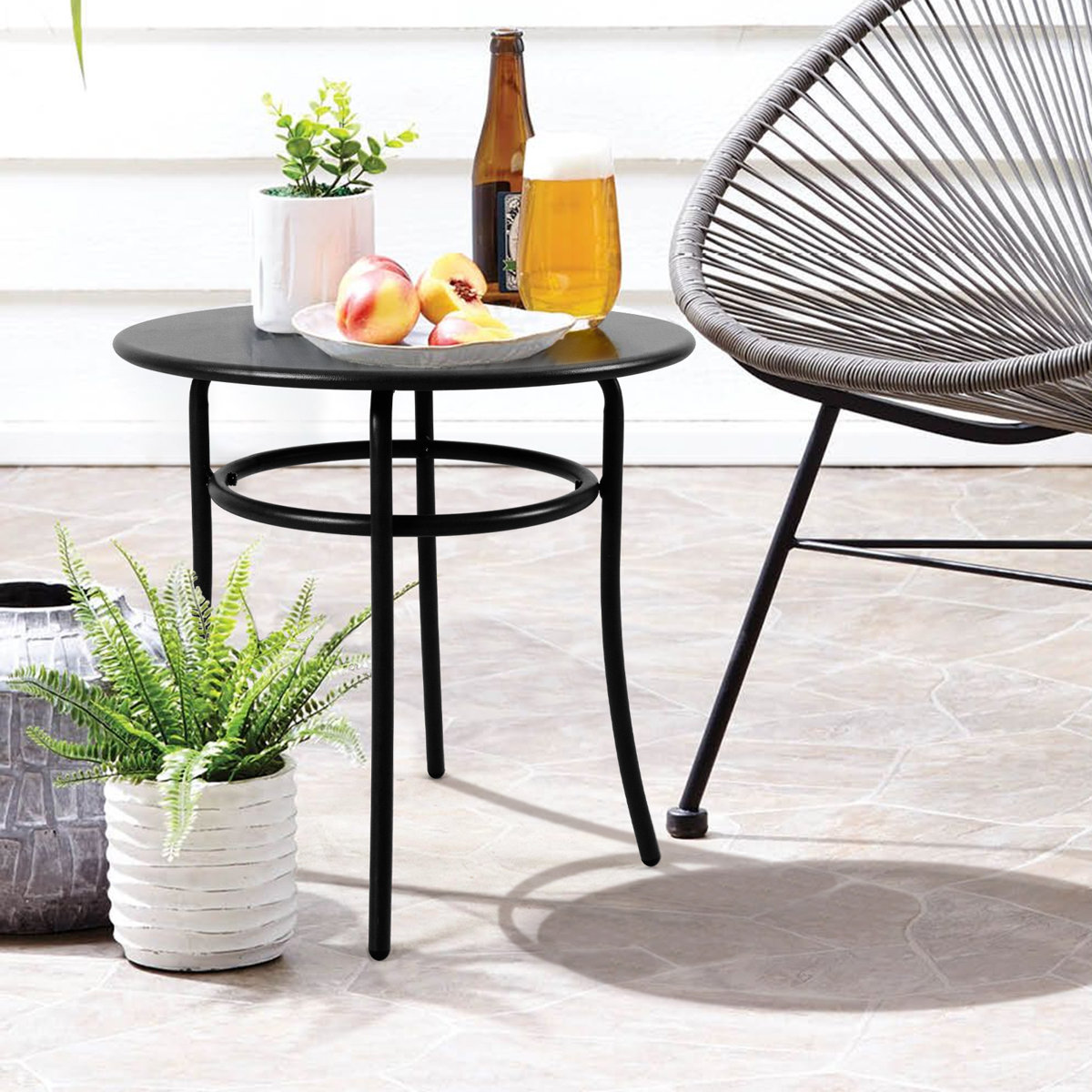 Winston Porter 2 Pcs Round Side Table For Patio, Elegant Design Small ...