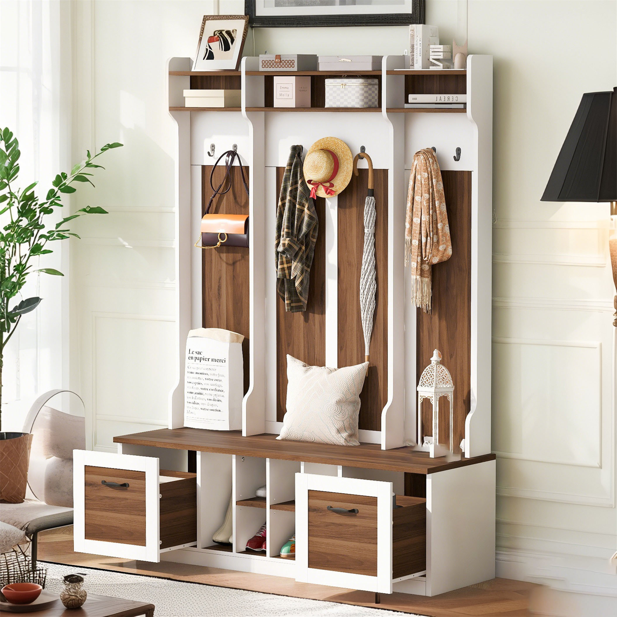 Lark Manor™ Versatile Hall Tree with Multiple Storage Options for Home ...