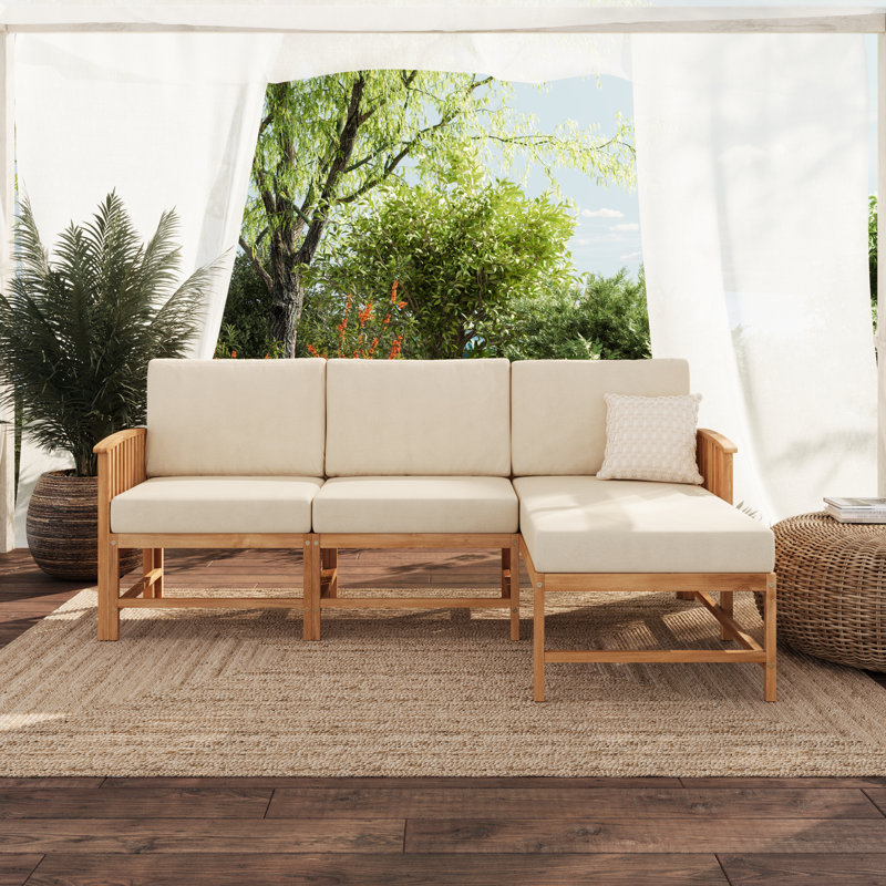 Winston Porter Outdoor L-Shaped Patio Sectional with Cushions & Reviews ...
