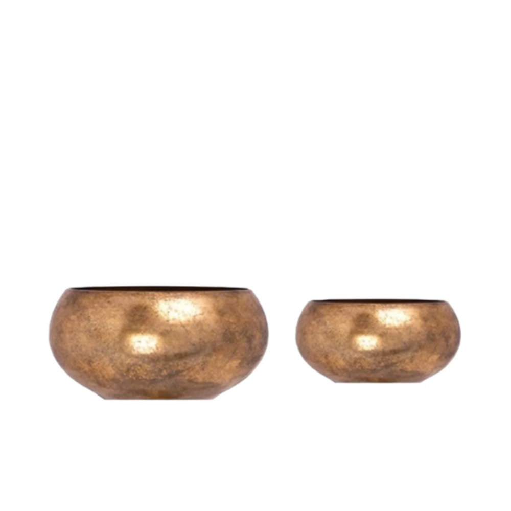 Mercer41 Metal Round Bowl Tarnished Finish Gold | Wayfair