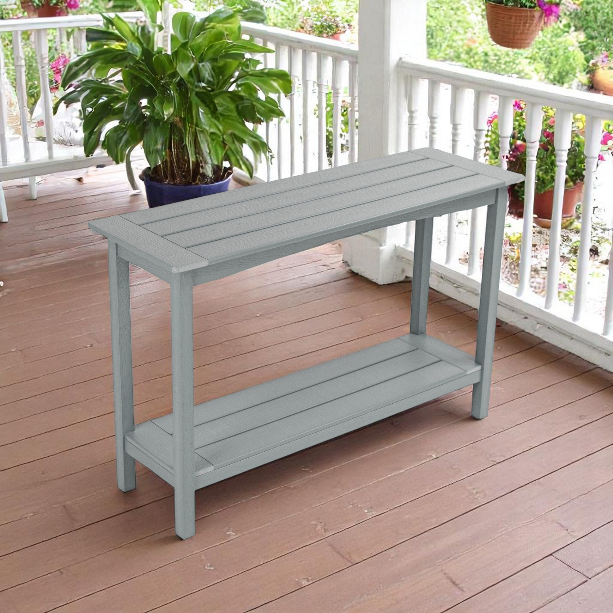 Latitude Run® Outdoor 48'' Patio HDPE Adirondack 2-Tier Shelf Console ...