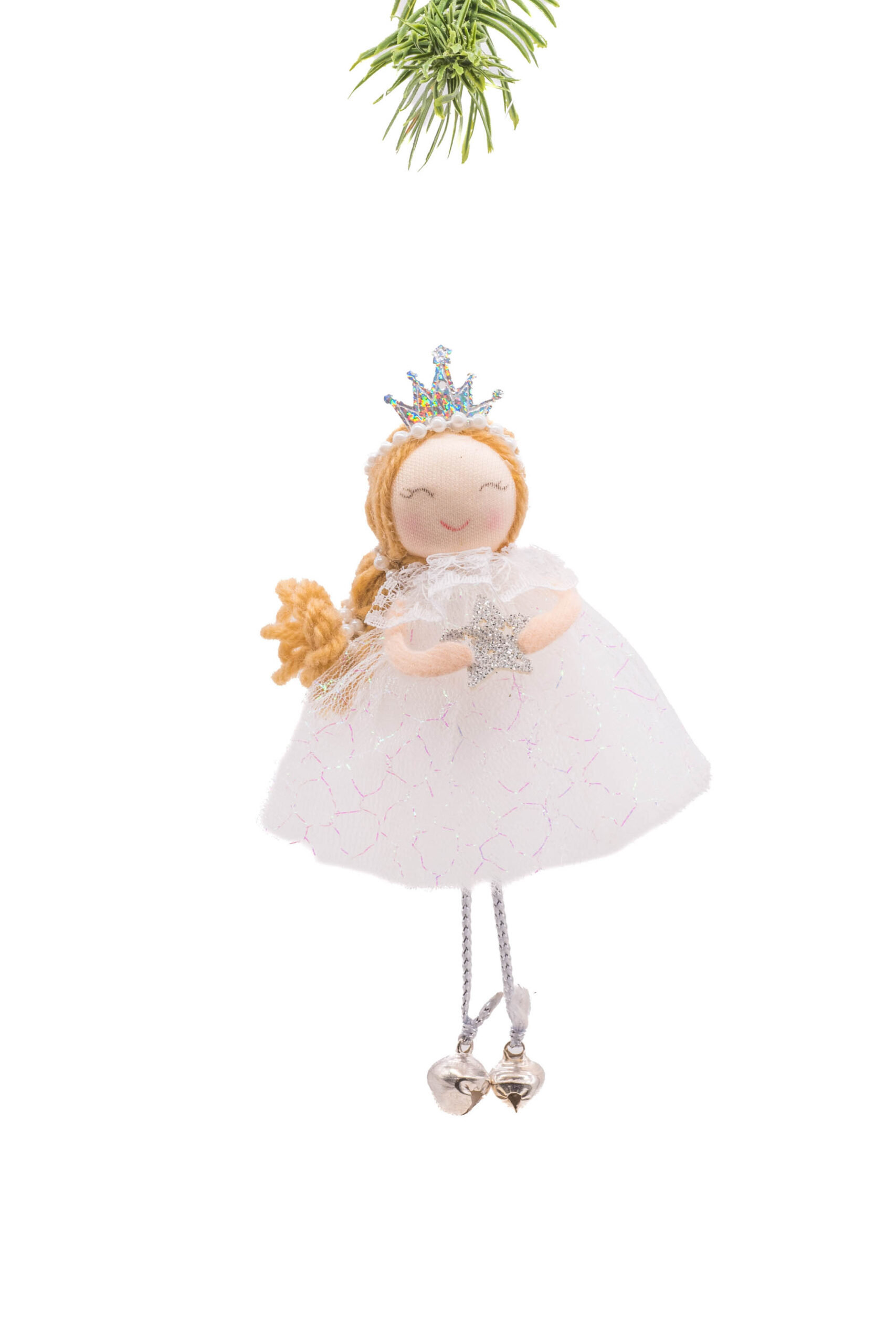 The Holiday Aisle® White Cloth Hanging Princess Girl with Bells on ...