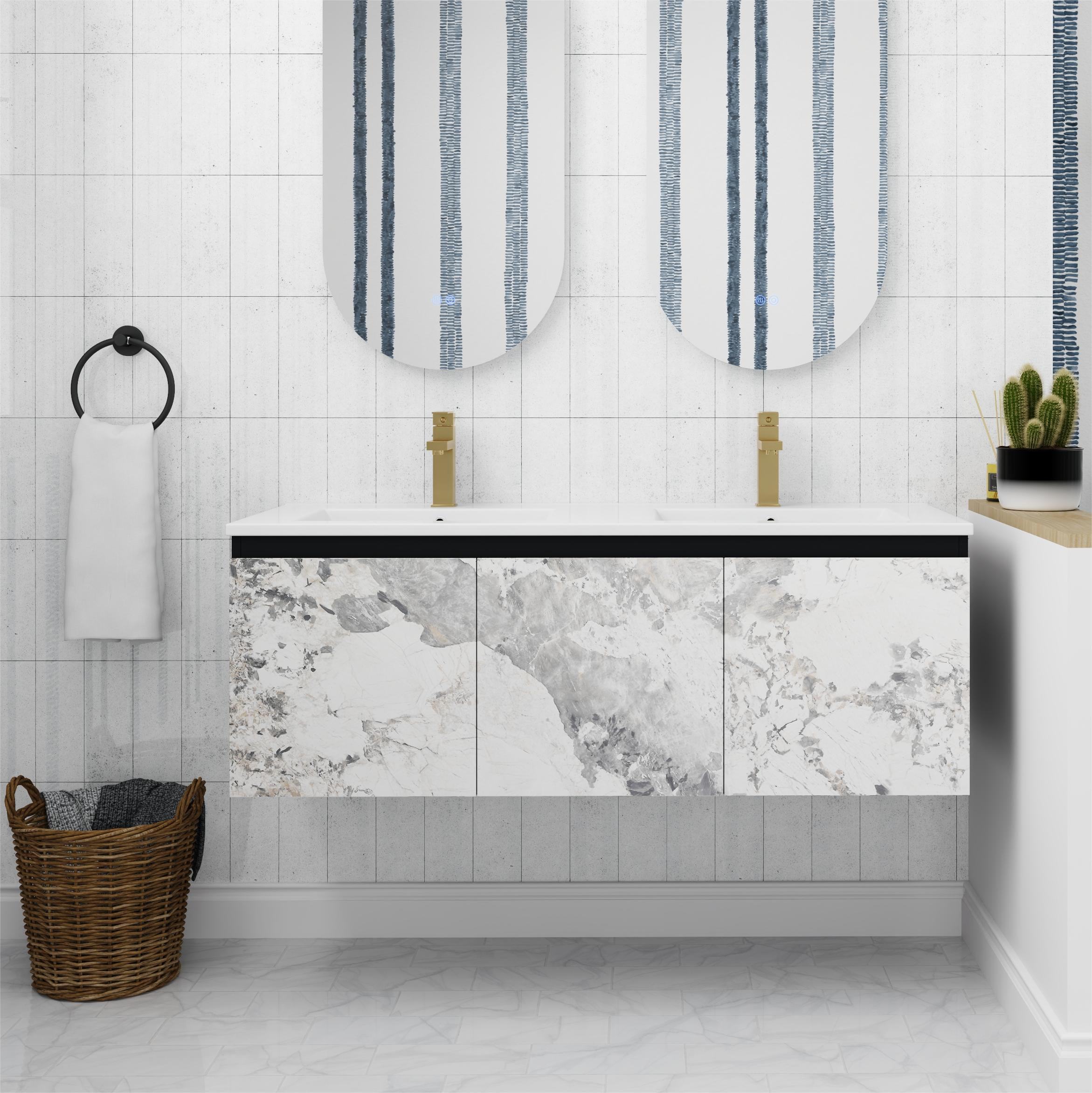 East Urban Home Bathroom Vanity With Sink In 48 Inch, Wall-Mounted ...