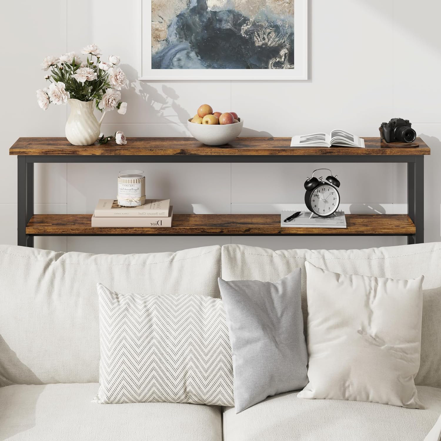 17 Stories Narrow Console Table, 5.9” Slim Entryway Table, 2 Tier ...