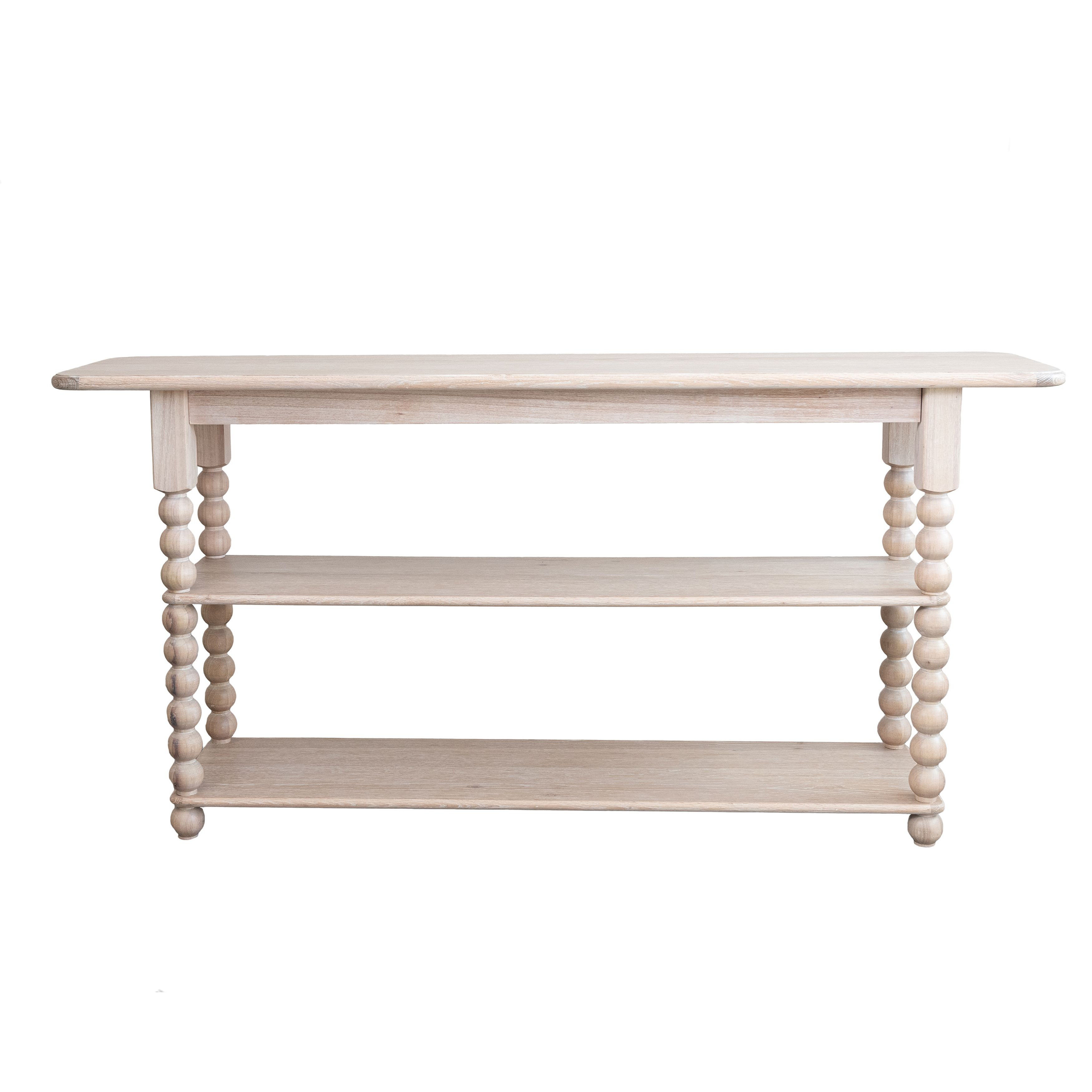 Rosalind Wheeler Rubberwood And Oak Veneer Console Table With 2 Shelves ...