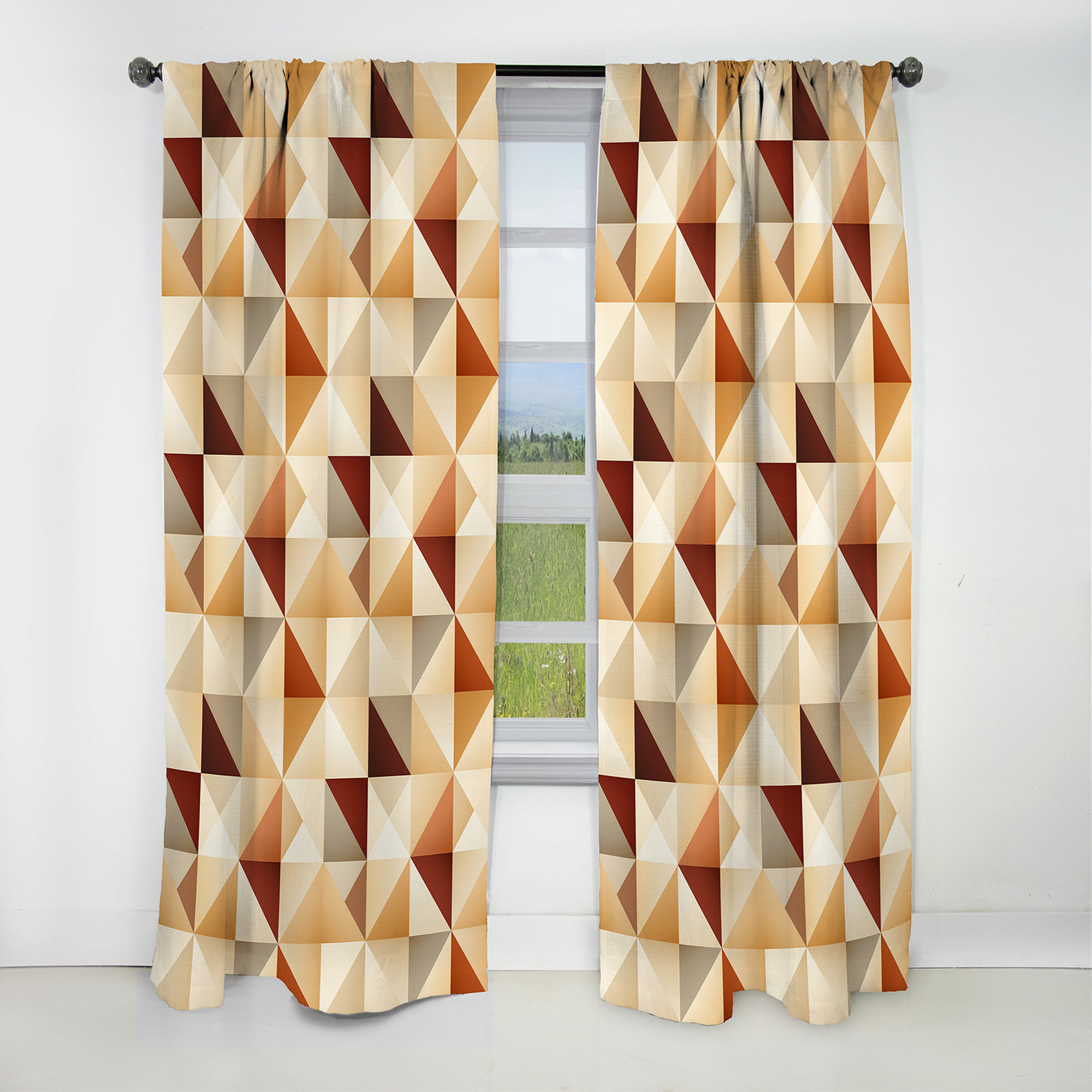 Design Art Geometric Harmony I - Abstract Curtain - Blackout Geometric ...