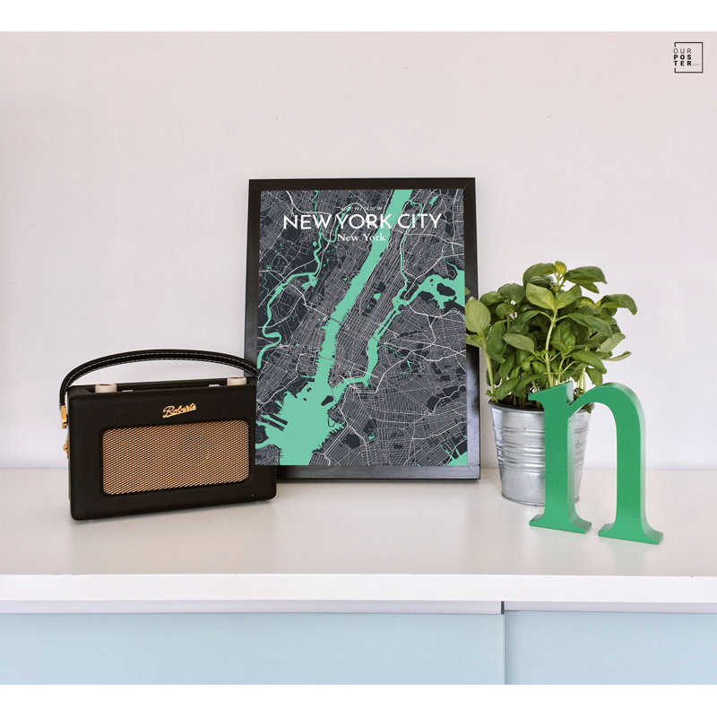 OurPoster.com 'New York City Map' Graphic Art Print Poster in Dream ...