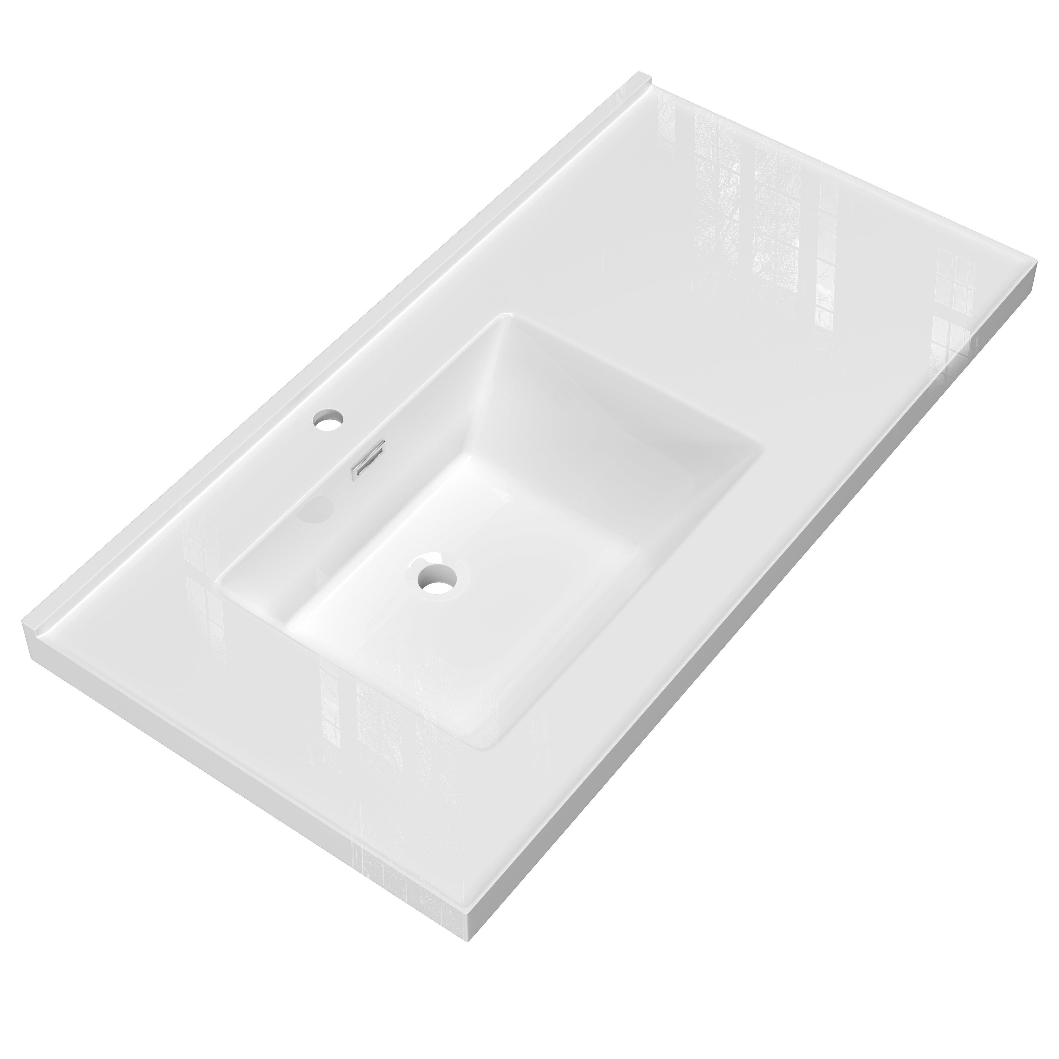 GETPRO 42'' W X 22'' D Solid Surface Bathroom Vanity Top White Rectangular Vanity Basin Sink ...