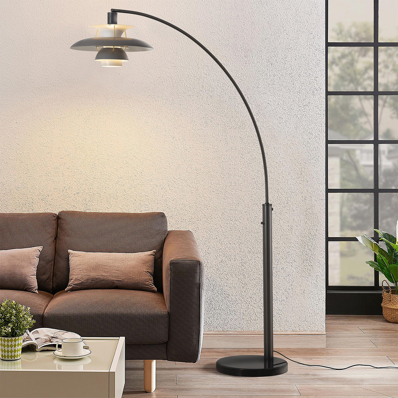 Nova of California Palm Springs 1 Light Arc Floor Lamp - 83", Gunmetal ...
