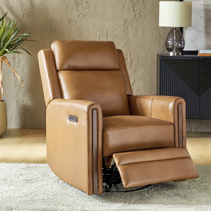 Hokku Designs Regazzi Genuine Leather Swivel Rocking Power Recliner ...
