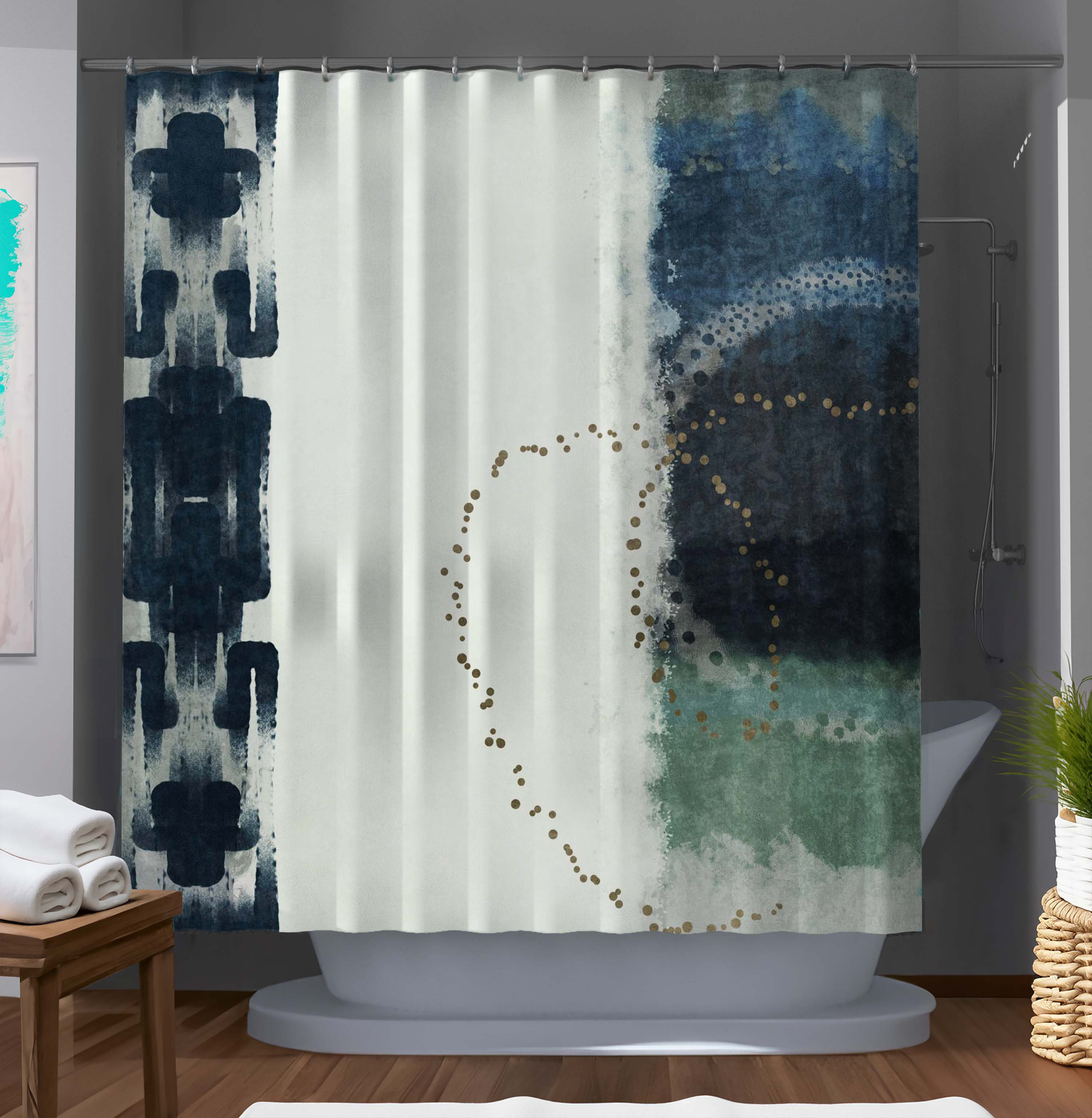 East Urban Home Geniya Abstract Shower Curtain | Wayfair