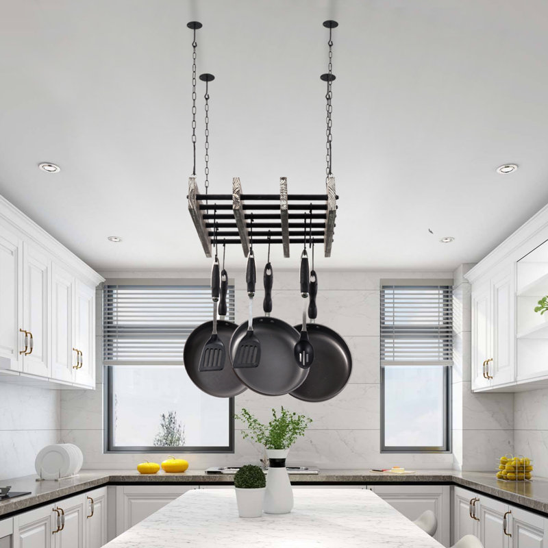Gracie Oaks Rectangle Hanging Pot Rack & Reviews | Wayfair