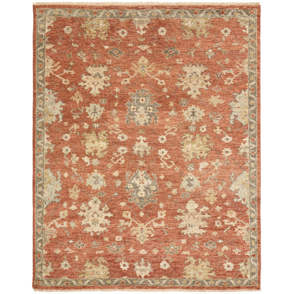Madison Couture Rugs Oasis Hand-Knotted Rust Wool Area Rug | Perigold