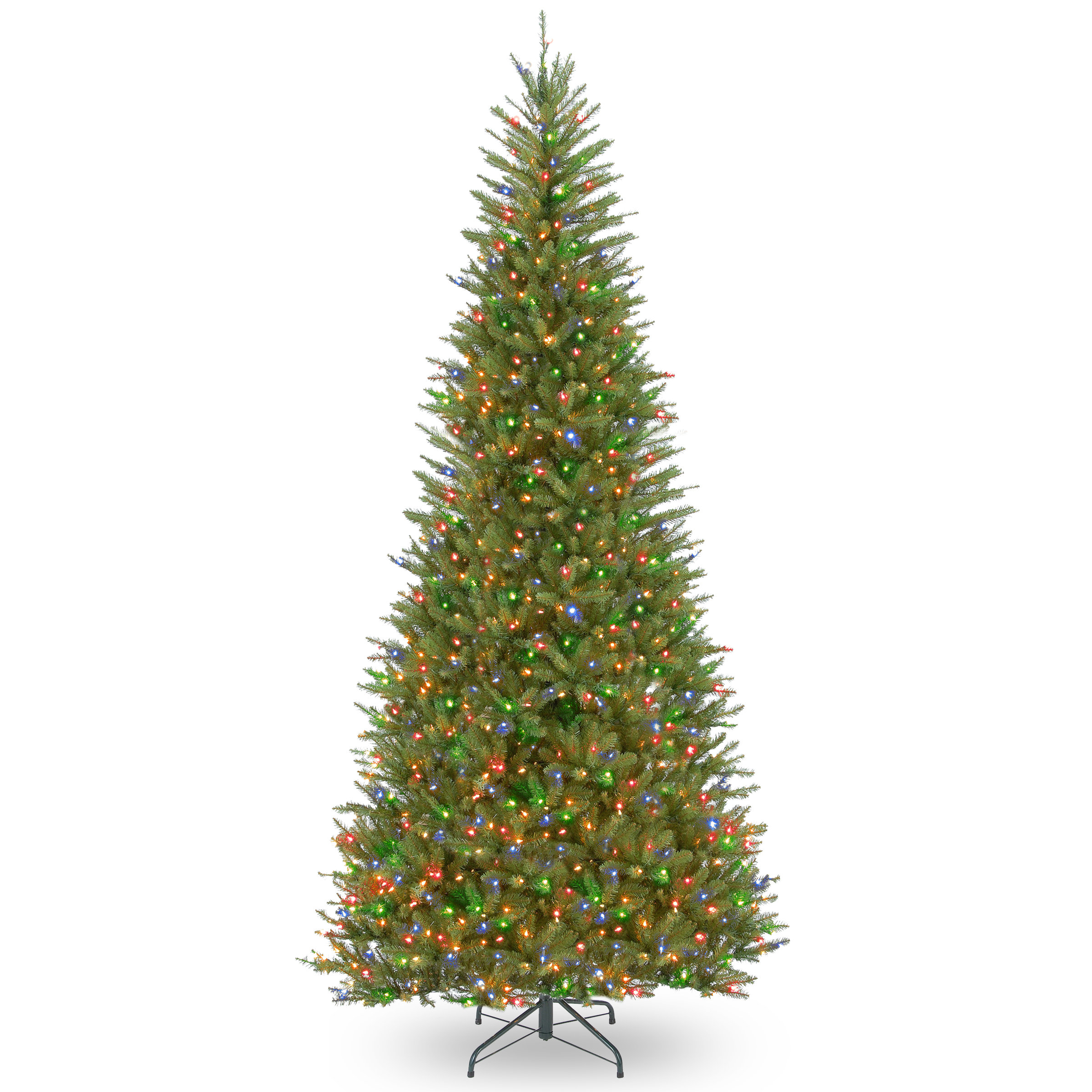 The Holiday Aisle® 9 ft. Dunhill Fir Slim Tree with Multicolor Lights ...