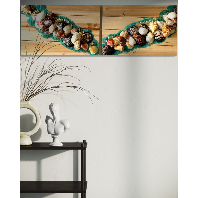 Natural Seashells Wall Art - 2 Pieces 3D Seashell Natural - on Wood ...