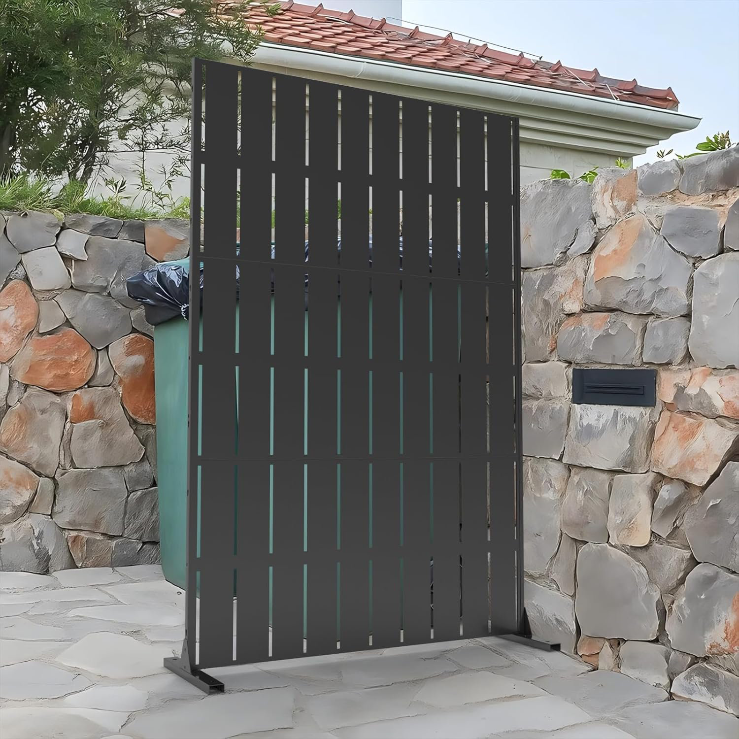 Blue Elephant Metal Privacy Screen, 3-Panel Outdoor Divider With Hook ...