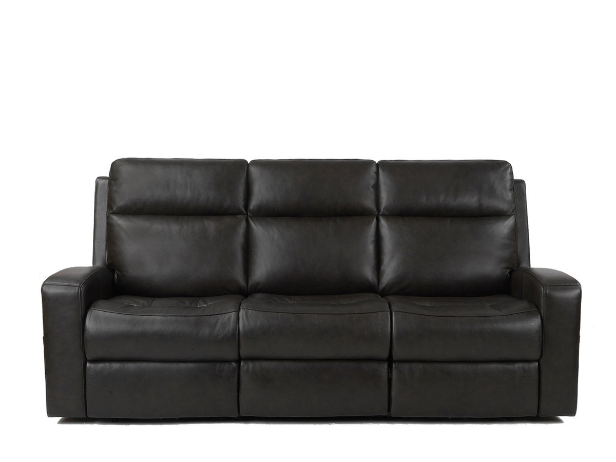 GZMWON 86.09'' Leather Reclining Modern Sofa Living Room Couch | Wayfair