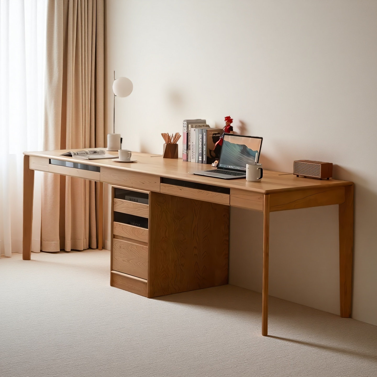 East Urban Home Simple Solid Wood Cherry Rectangle Desk | Wayfair