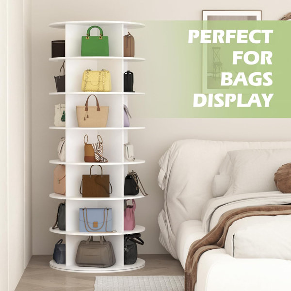 Latitude Run® 7-Tier MDF Rotating Shoe Rack Tower, Free Standing 360 ...